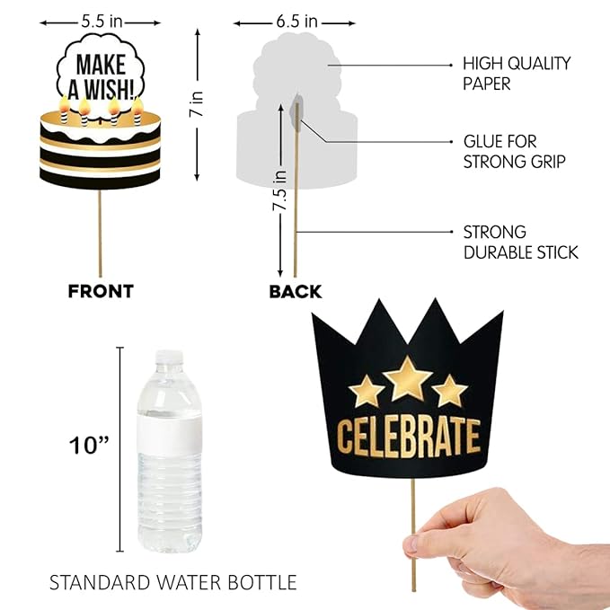 Party Propz Birthday Photo Booth Props 29pcs Set With Funny Crown Fun