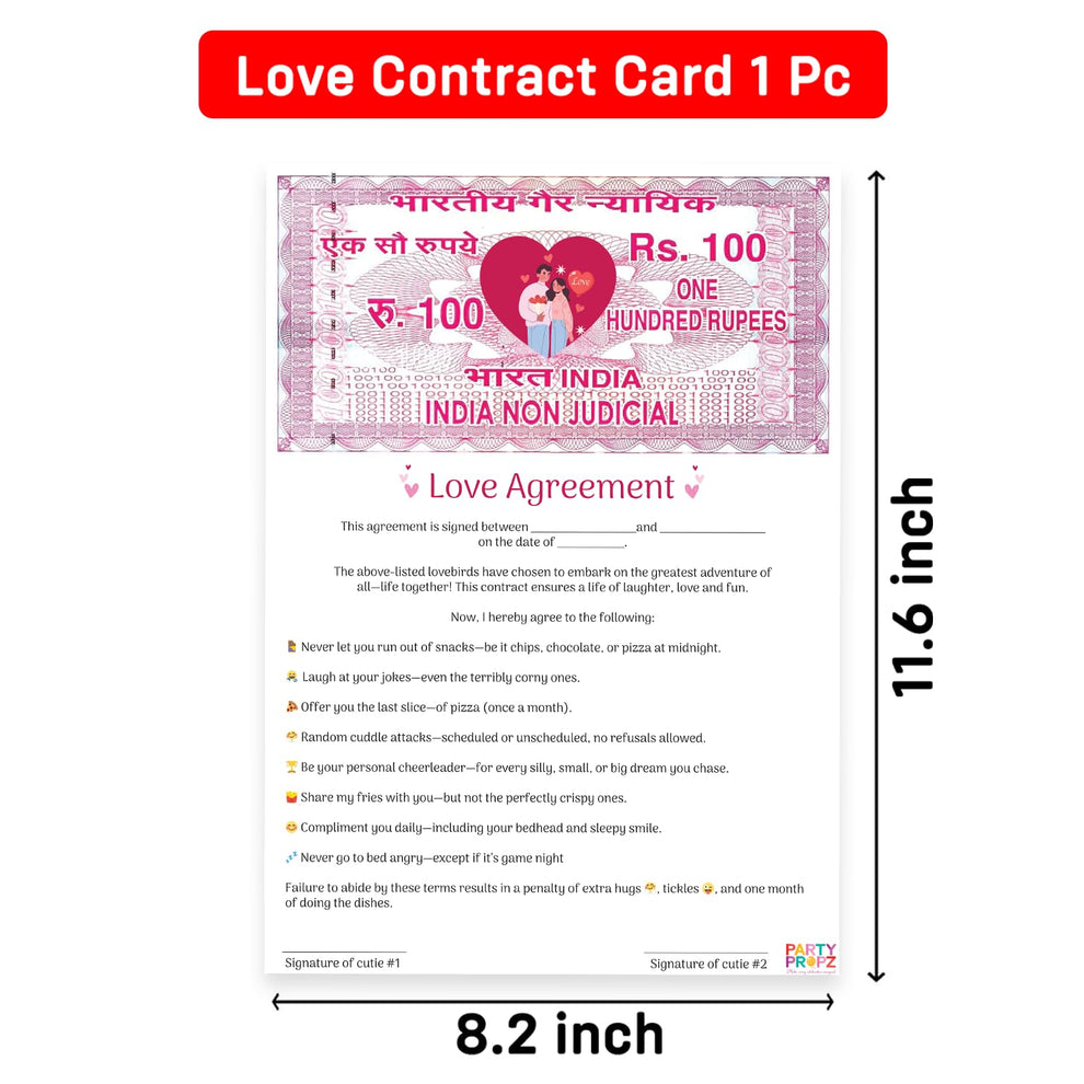 Love Contract Agreement - Certificate Gift for Valentines Day – PartyPropz