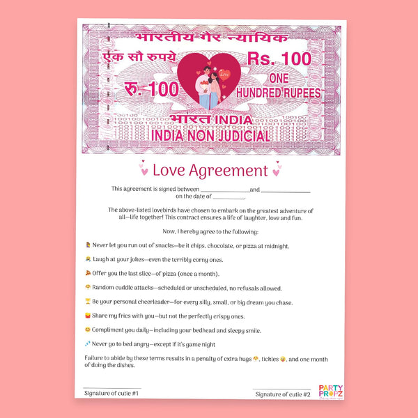 Love Contract Agreement - Certificate Gift for Valentines Day – PartyPropz